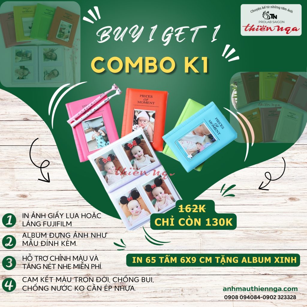 Combo K1 (65 Tấm 6x9cm + Album) – Dịch vụ in ấn ảnh màu Thiên Nga